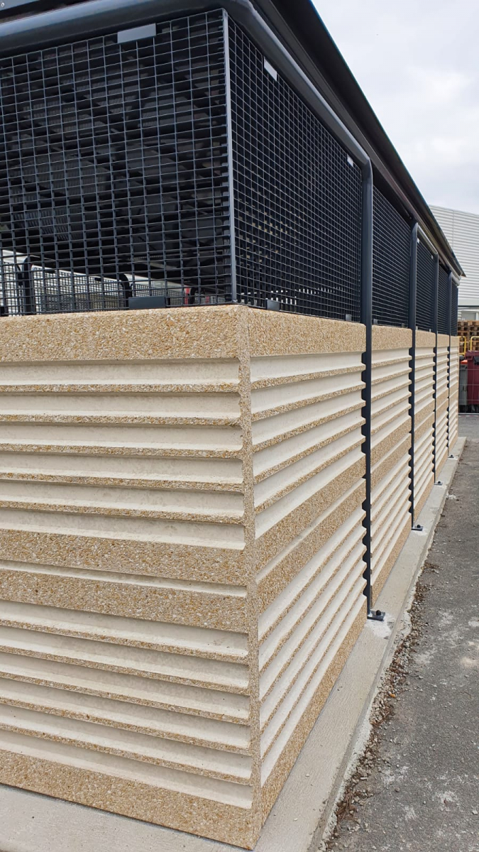 Local de stockage et parc conteneurs poubelles béton